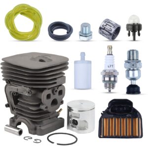 aumel 537320402 47mm cylinder piston kit for husqvarna 455 460 chainsaw part w/air fuel filter line primer bulb spark plug valve bearing.