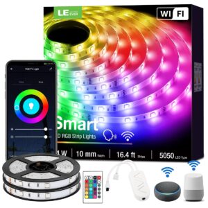 le led strip lights, christmas decorations, 32.8ft wifi smart rgb strips, smd 5050 led rope light, app&remote controlled, alexa compatible, tape light for bedroom, home and kitchen