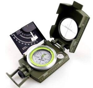 aofar military compass af-4074 camo for hiking,lensatic sighting waterproof,durable,inclinometer for camping,boy scount,geology activities boating