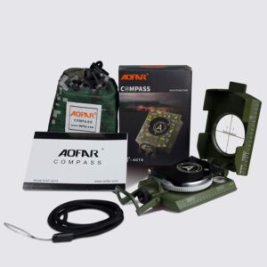 AOFAR Military Compass AF-4074 Camo for Hiking,Lensatic Sighting Waterproof,Durable,Inclinometer for Camping,Boy Scount,Geology Activities Boating