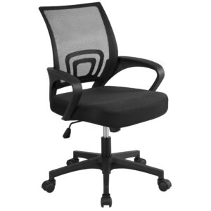 yaheetech office chair ergonomic desk chair mid-back big cheap computer chair mesh swivel chair with lumbar support