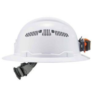 Ergodyne - 60156 Vented Hard Hat with Light, Full Brim Style, Ratchet Suspension, Class C, Skullerz 8973LED, White