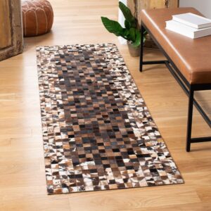 safavieh studio leather collection 2'3" x 7' beige/brown stl803b handmade mid-century modern leather runner rug