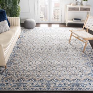 safavieh brentwood collection 10' x 13' light grey/blue bnt869g oriental distressed non-shedding living room bedroom dining home office area rug