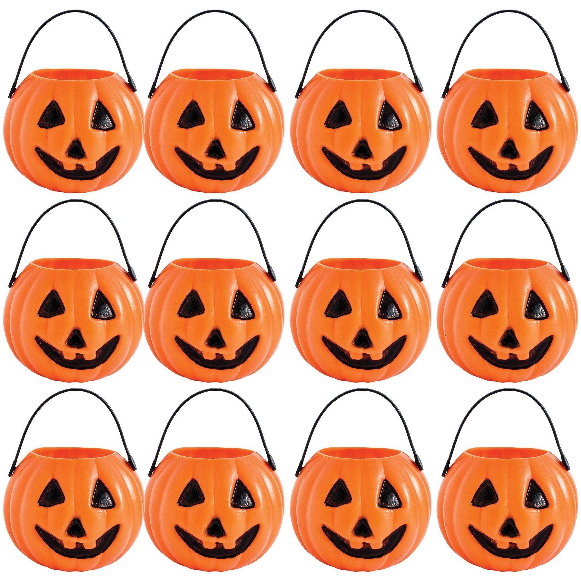 Amscan 2 Pack Pumpkin Plastic Treat Pails | Each Pack Contains 12