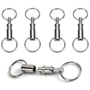 Handy Basics 4 Pack Quick Release Detachable Pull Apart Keychain For unisex-adult, Silver