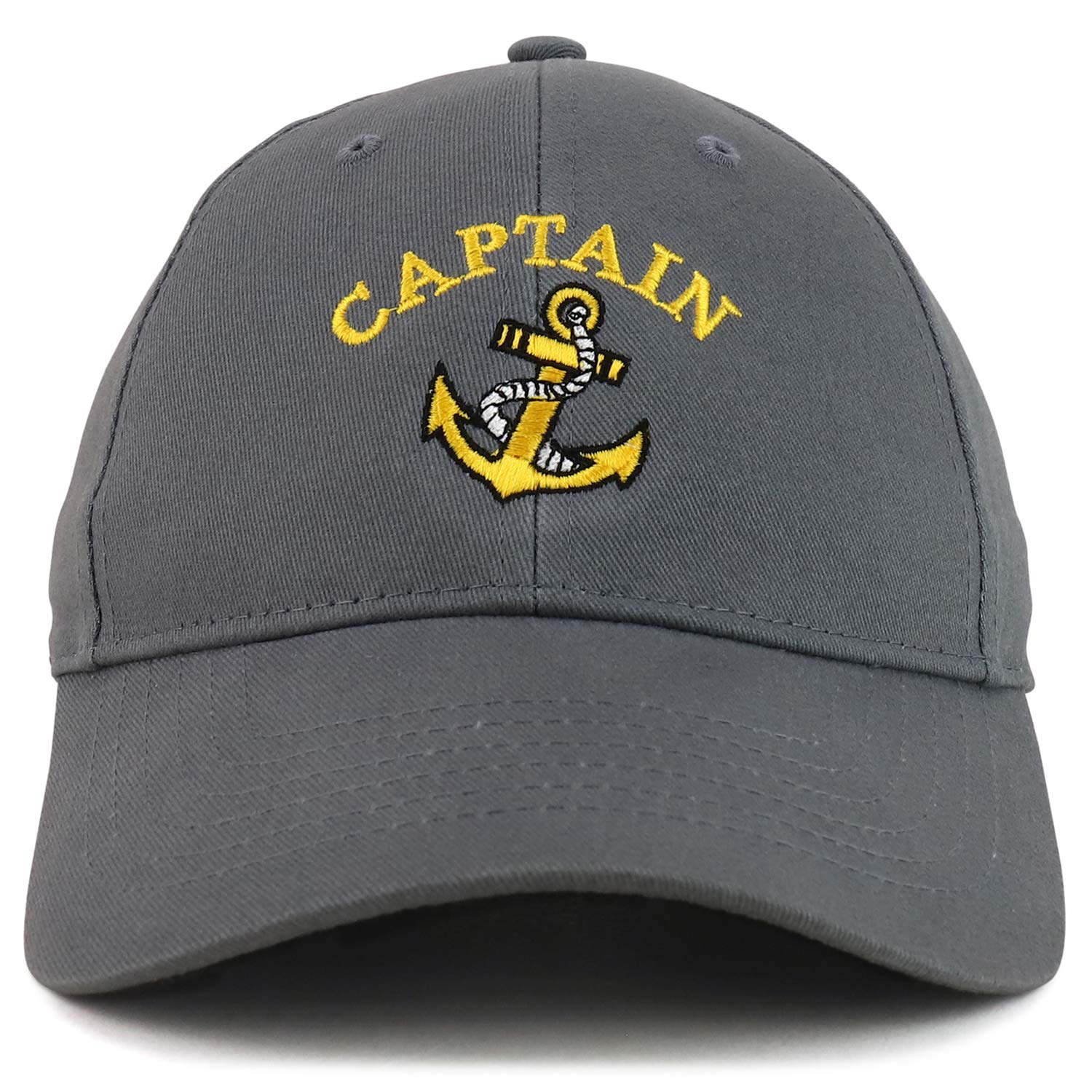 Captain Anchor Embroidered Deluxe 100% Cotton Cap - Charcoal