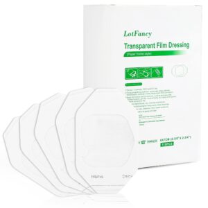 lotfancy transparent film dressing, 2.37" x 2.75", 110pcs, waterproof wound cover bandage, adhesive tape pads for tattoo aftercare, iv catheters, post-surgical, medical appliance