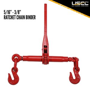 US Cargo Control Chain and Ratchet Binder Set- 5/16 Inch x 20 Foot Grade 70 Chain, Easily Secure Heavy Loads to A Truck Or Flatbed Trailer, 4,700 Pound Working Load Limit