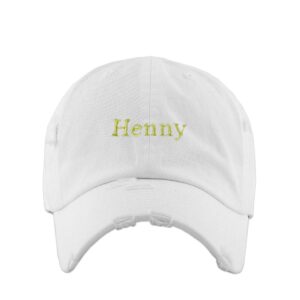 henny vintage baseball cap embroidered cotton adjustable distressed dad hat white