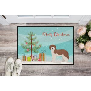 Caroline's Treasures CK3867JMAT Sheepadoodle Christmas Tree Doormat 24x36 Front Door Mat Indoor Outdoor Rugs for Entryway, Non Slip Washable Low Pile, 24H X 36W