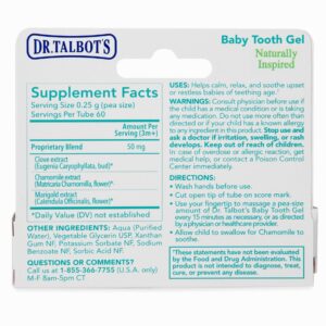 Dr. Talbot's Baby Tooth Gel for Sore Gums, Naturally Inspired, 2 Pack, 1.06 Oz, benzocaine Free, Belladonna Free