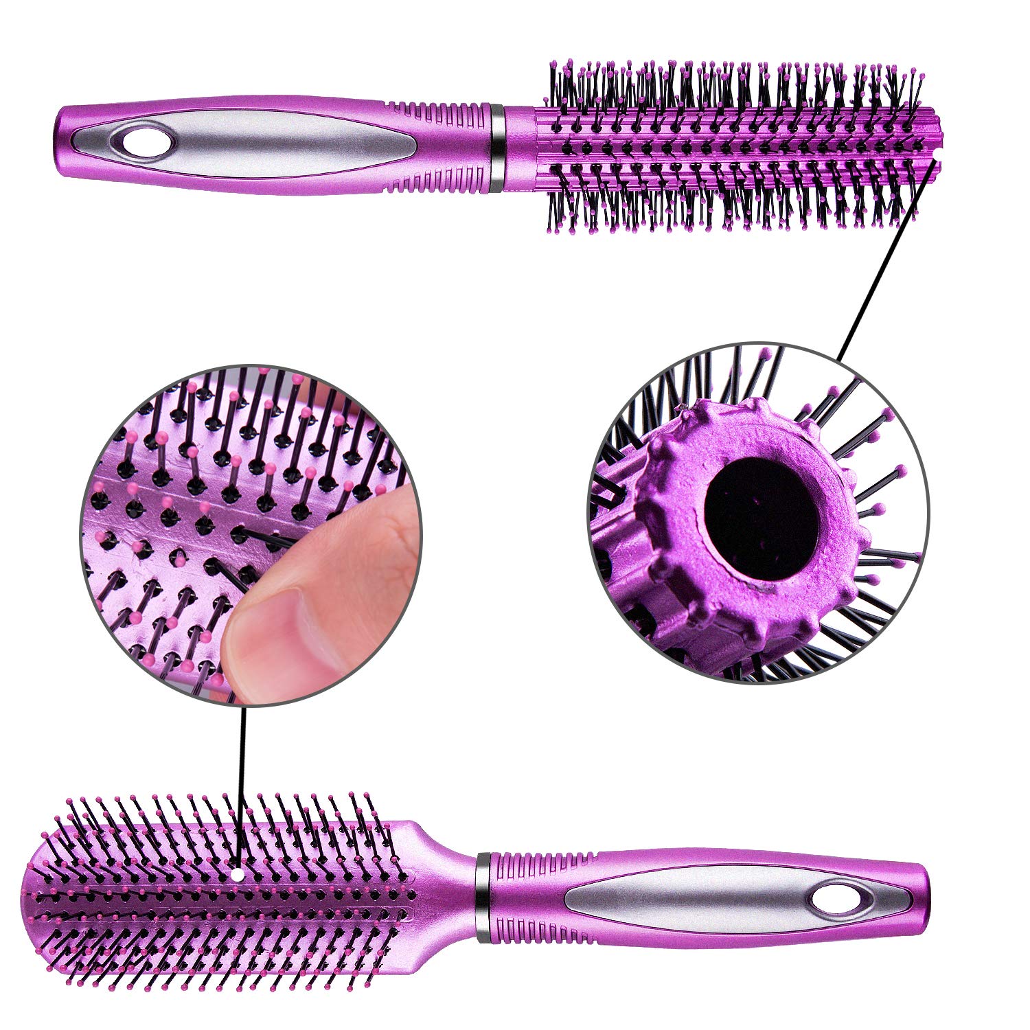 SIQUK 7 Pcs Hair Brush and Comb Set Round Brush Paddle Brush Detangle Hair Brush and Combs Wet Dry Brush for Women Men Hair Styling