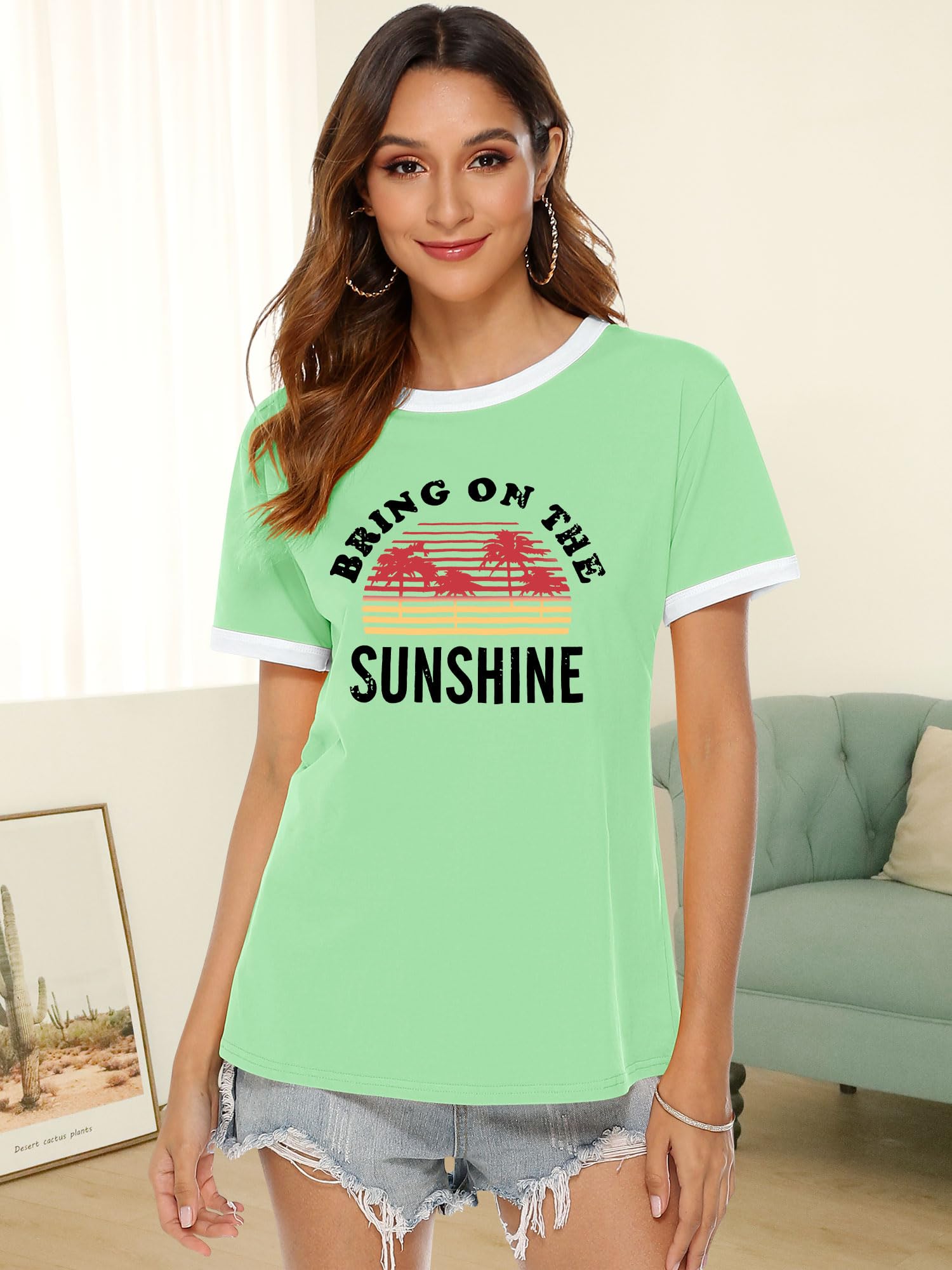 Nlife Bring On The Sunshine Graphic Long Sleeves Tees Blouses for Women Tops Sweaters for Women