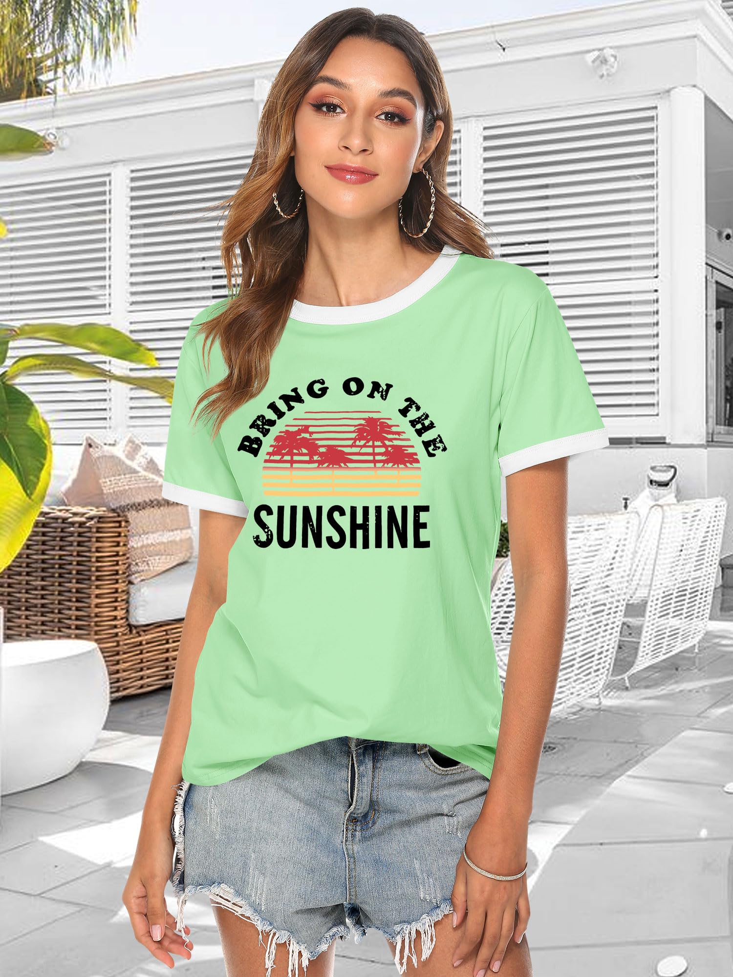 Nlife Bring On The Sunshine Graphic Long Sleeves Tees Blouses for Women Tops Sweaters for Women