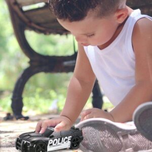 IYEAM Police Car Toy Plastic Pursuit Rescue Vehicle with Sirnes Sound and Light for Kids Toddlers Boys 1:20