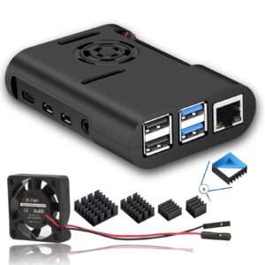 raspberry pi 4 case, mazerpi raspberry pi case with cooling fan, raspberry pi 4 heatsink for raspberry pi 4 model b, pi 4b, pi 4