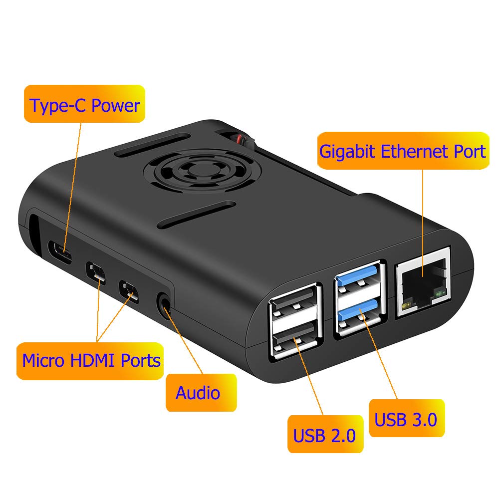 Raspberry Pi 4 Case, MazerPi Raspberry Pi Case with Cooling Fan, Raspberry Pi 4 Heatsink for Raspberry Pi 4 Model B, Pi 4B, Pi 4