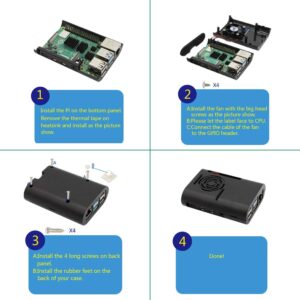 Raspberry Pi 4 Case, MazerPi Raspberry Pi Case with Cooling Fan, Raspberry Pi 4 Heatsink for Raspberry Pi 4 Model B, Pi 4B, Pi 4