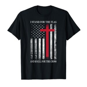 I Stand for the Flag and Kneel for the Cross Shirt USA Flag T-Shirt