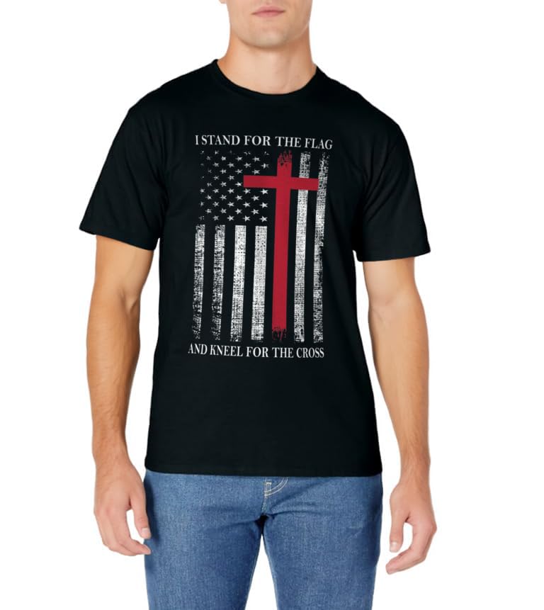 I Stand for the Flag and Kneel for the Cross Shirt USA Flag T-Shirt