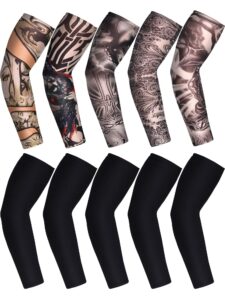 boao 10 pairs arm tattoo sleeves for men uv sun protection arm compression sleeves for gardening sport cycling fishing