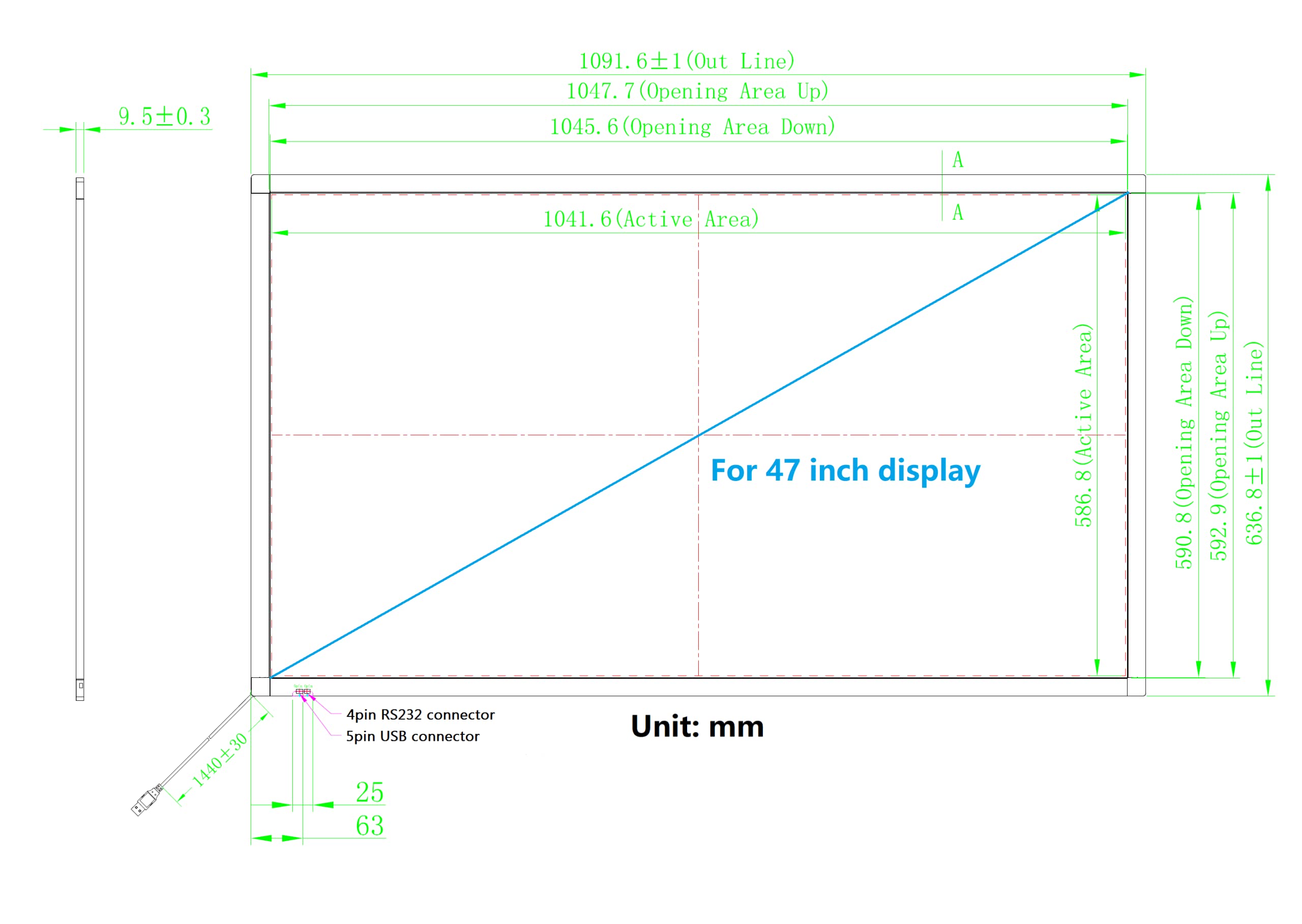 DeYoWo 47 Inch Interactive 10 Points Infrared IR Touch Screen Overlay Frame Free Driver