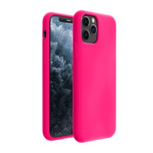 zuslab case compatible with apple iphone 11 pro max phone silicone gel rubber bumper cover, slim thin hard shell shockproof full-body protective case - neon pink