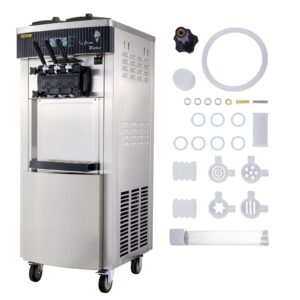 vevor 2200w commercial soft ice cream machine 3 flavors 5.3 to 7.4gallons per hour auto clean led panel perfect for restaurants snack bar supermarkets 2200w