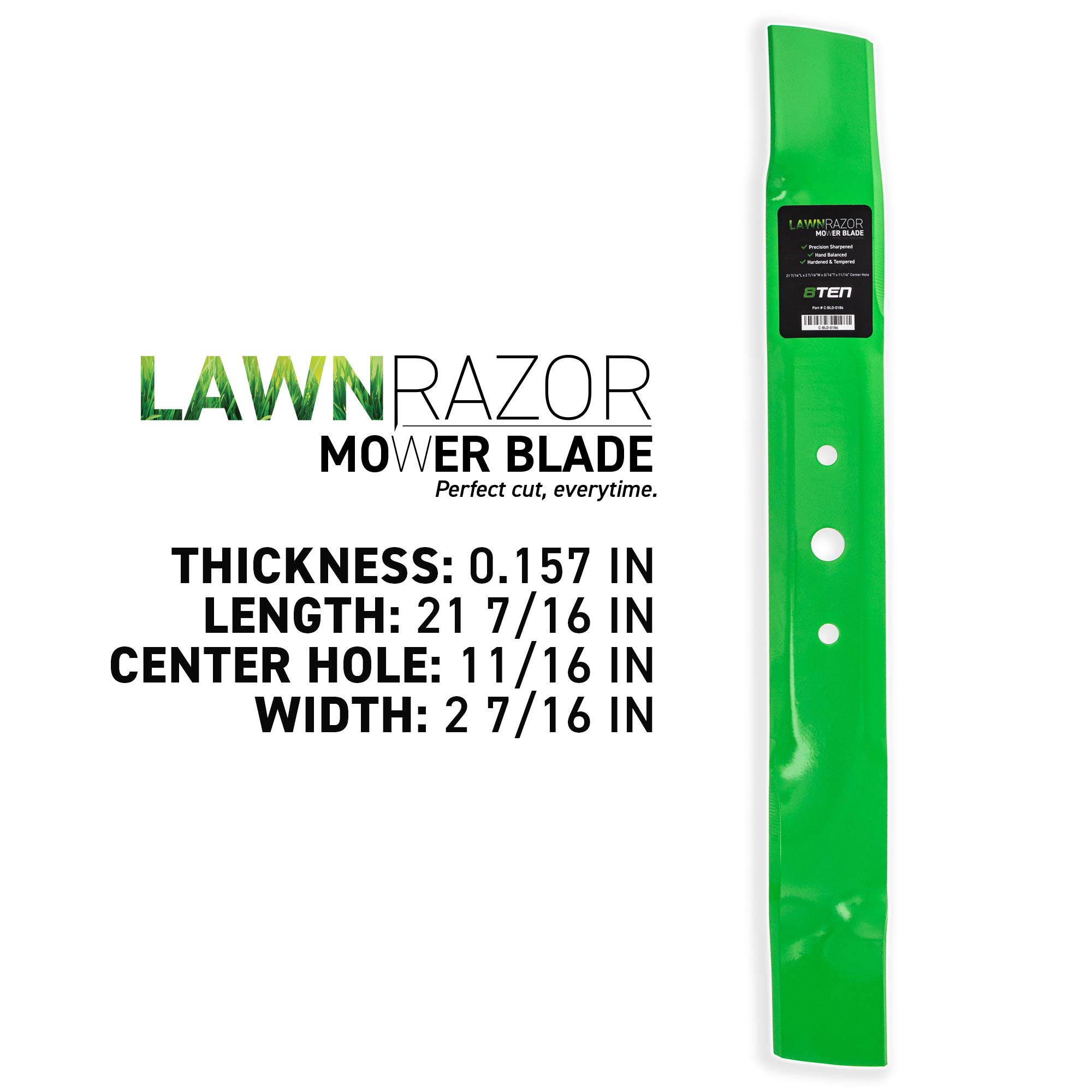 8TEN LawnRAZOR Mower Blade Set for John Deere Scotts L100 L105 L110 42 inch Deck GX20249 GY20567 GX20433 (Mulching)