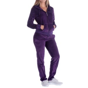 sweat suits for women set jogging workout active wear velour outfits hoodie and sweatpants cute (3xl, purple) tracksuits xx-large purple