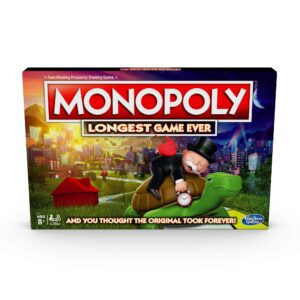 monopoly longest game ever, classic gameplay with extended play; board game (amazon exclusive) for ages 8 & up