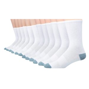 hanes mens x-temp lightweight crew socks, 12-pair pack casual sock, white, 6 12 us