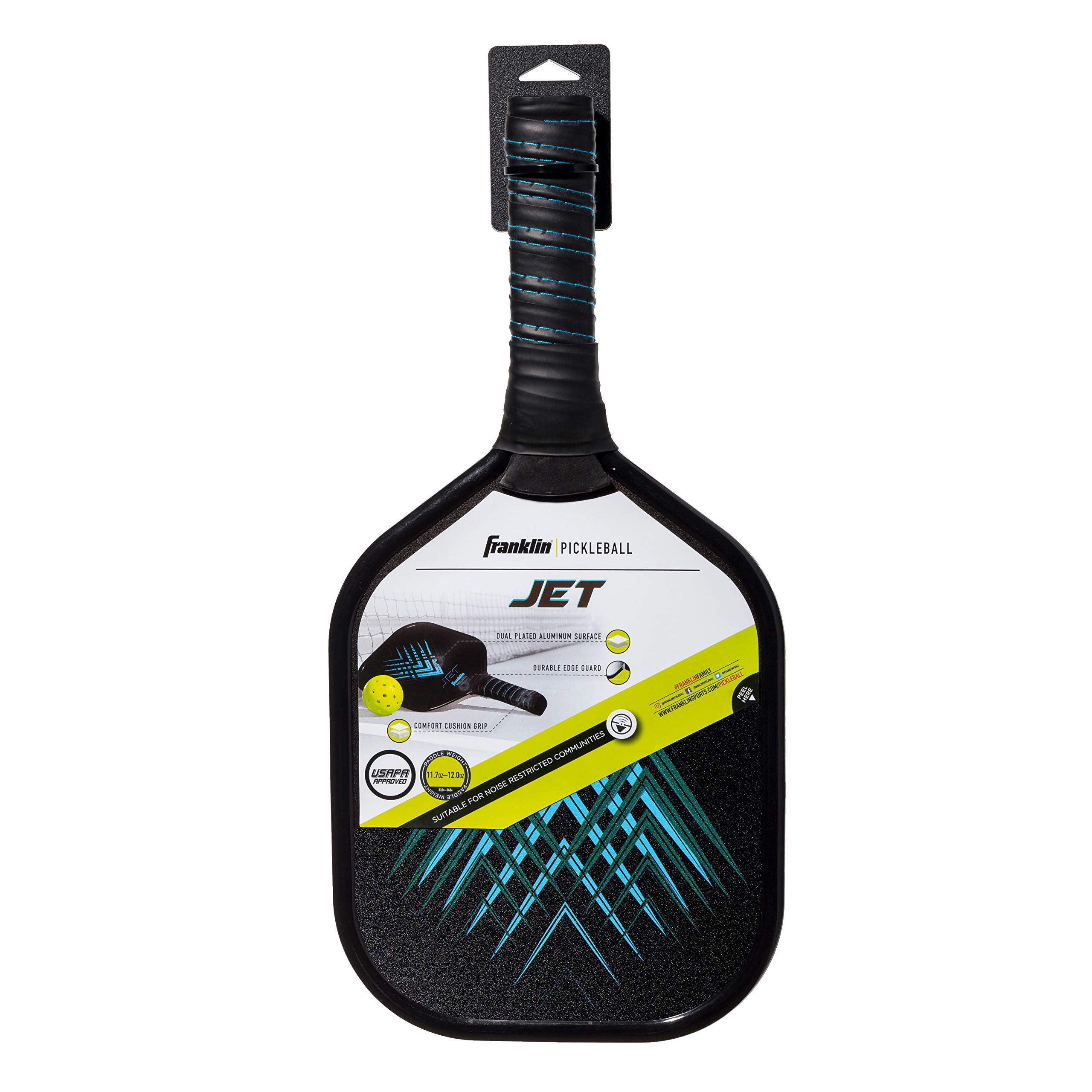 Franklin Sports Pickleball Paddle - Aluminum Pickleball Racket - Jet Pickleball Paddle - Blue - USA Pickleball (USAPA) Approved - 8mm Thick Core