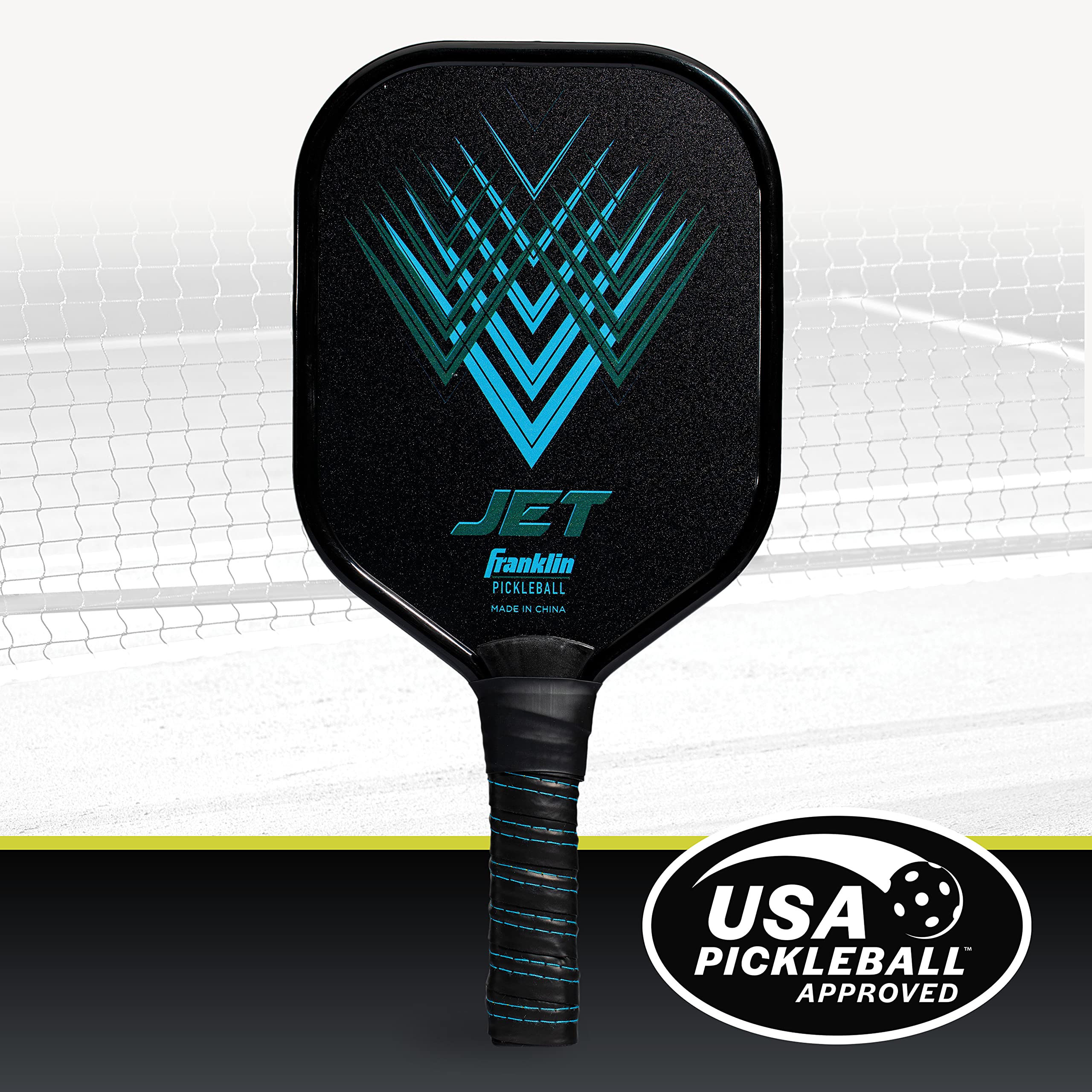 Franklin Sports Pickleball Paddle - Aluminum Pickleball Racket - Jet Pickleball Paddle - Blue - USA Pickleball (USAPA) Approved - 8mm Thick Core