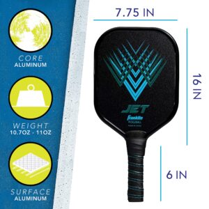 Franklin Sports Pickleball Paddle - Aluminum Pickleball Racket - Jet Pickleball Paddle - Blue - USA Pickleball (USAPA) Approved - 8mm Thick Core