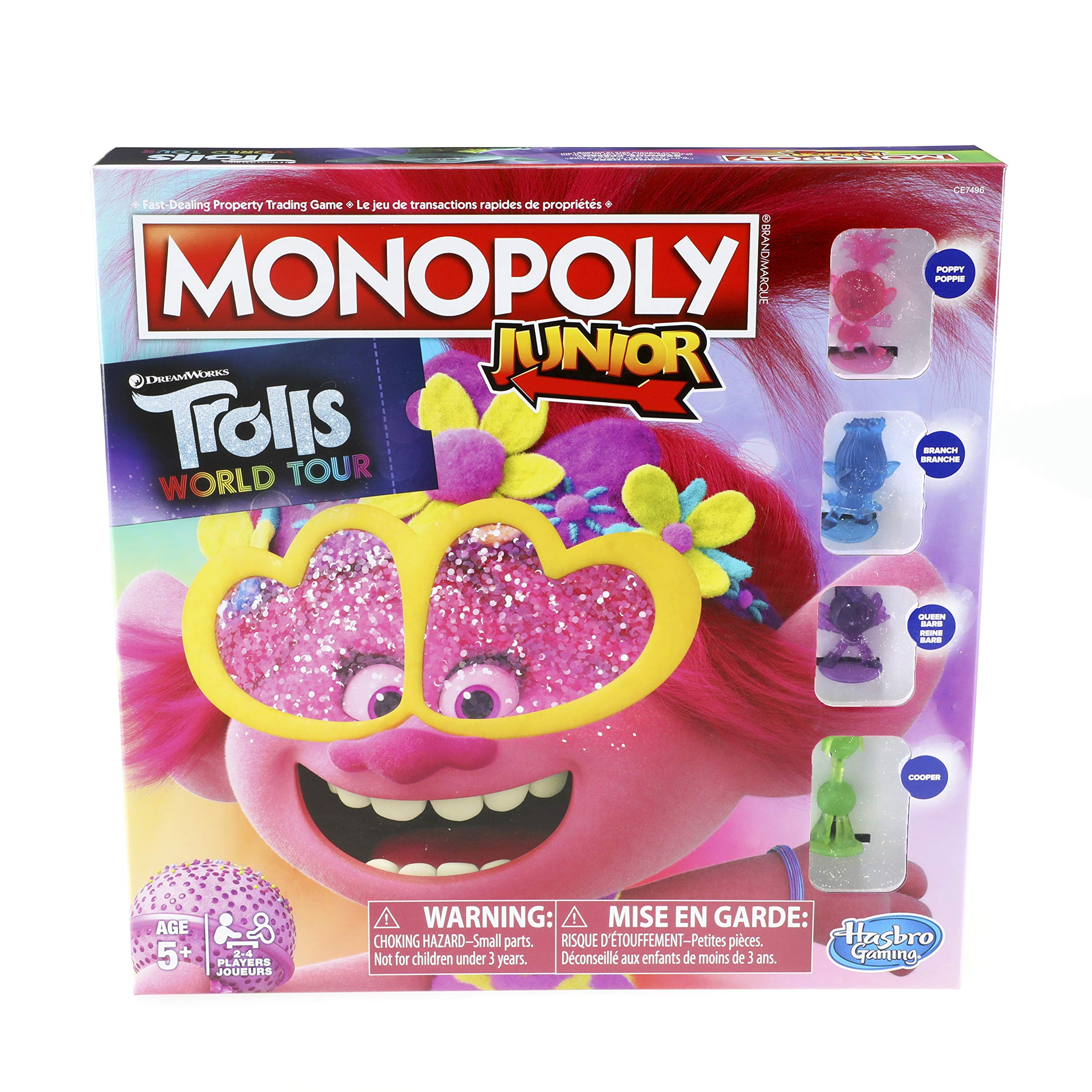 Monopoly Junior: DreamWorks Trolls World Tour Edition Board Game for Kids Ages 5 and Up