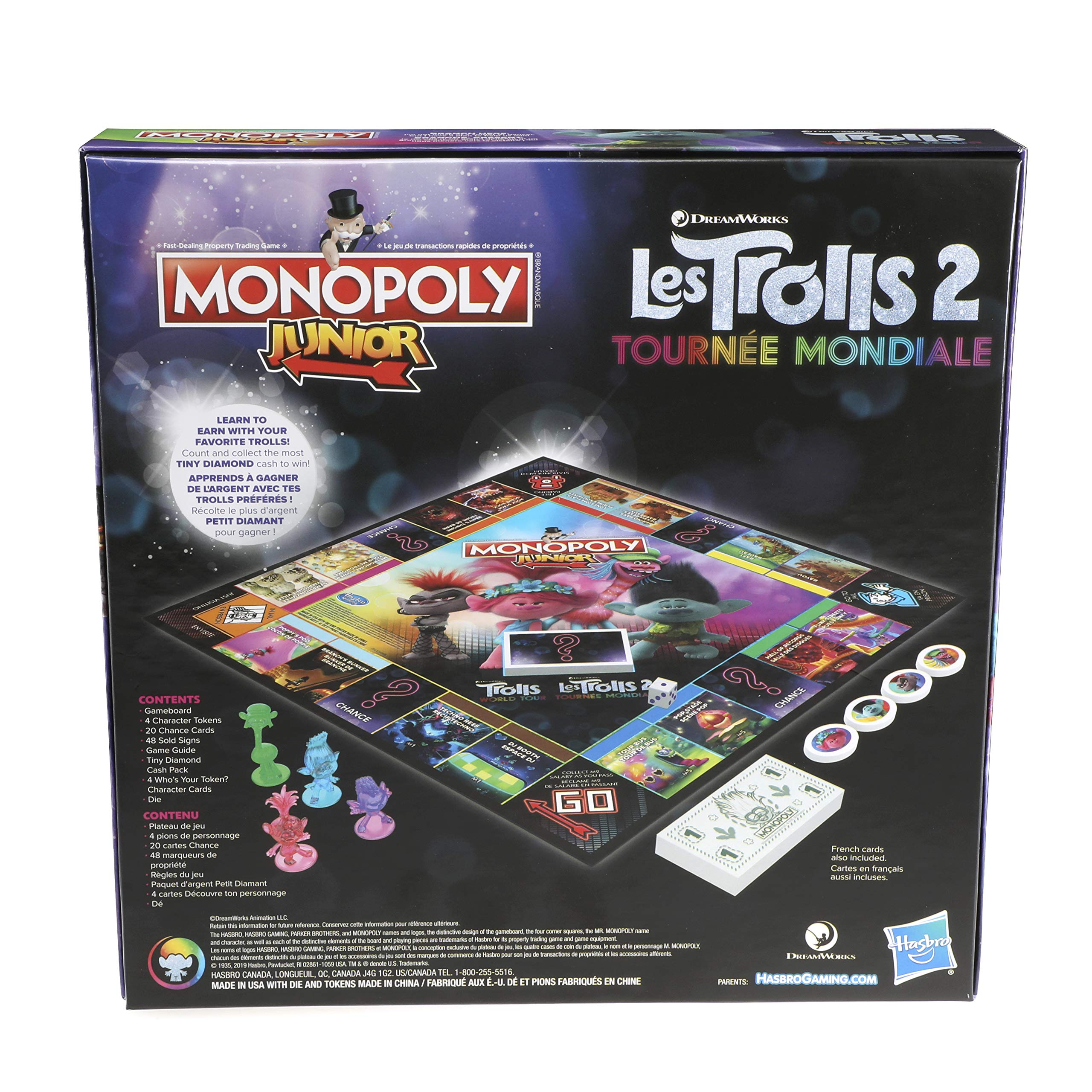 Monopoly Junior: DreamWorks Trolls World Tour Edition Board Game for Kids Ages 5 and Up