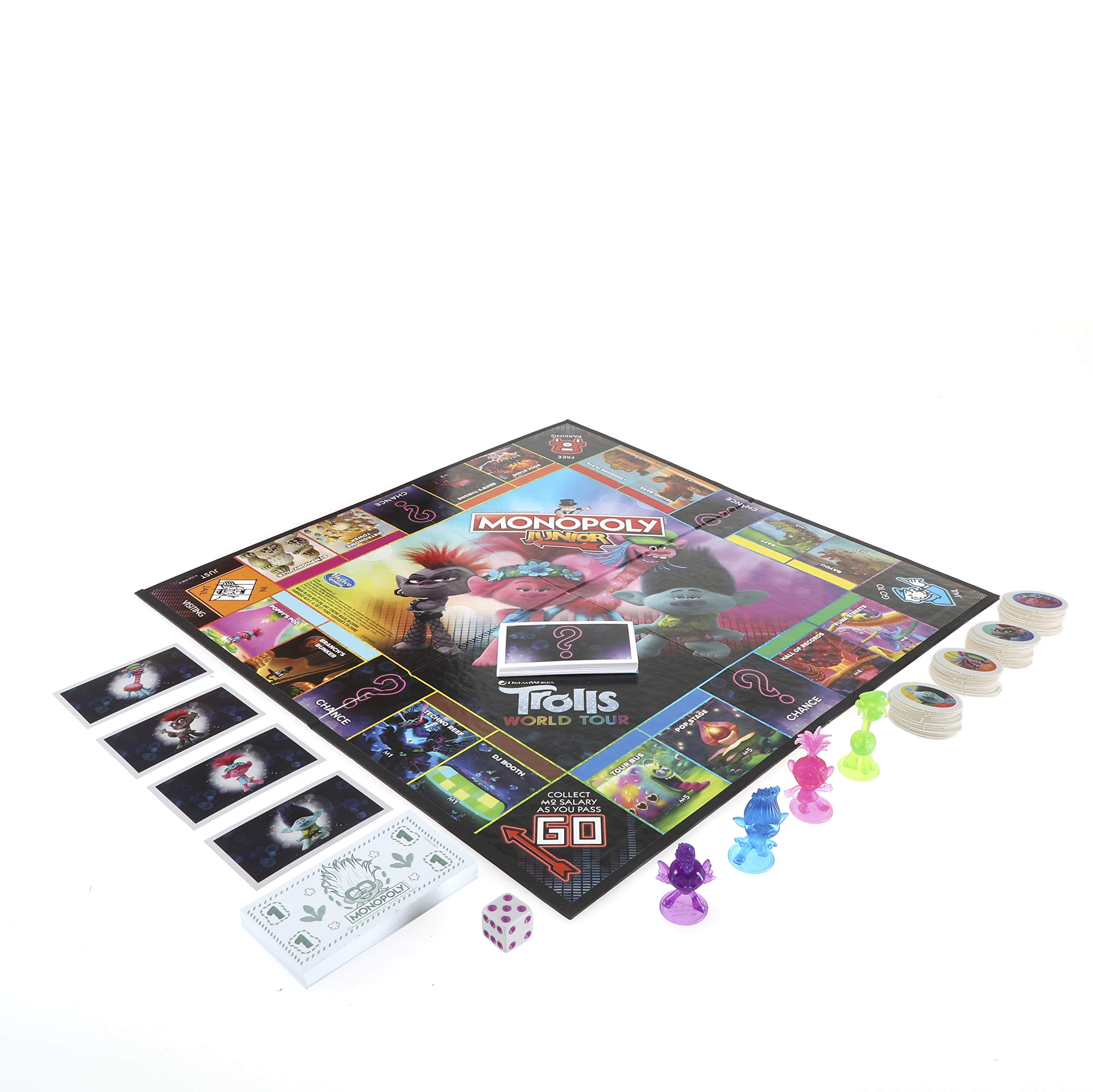 Monopoly Junior: DreamWorks Trolls World Tour Edition Board Game for Kids Ages 5 and Up