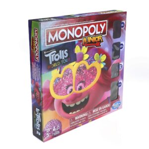 Monopoly Junior: DreamWorks Trolls World Tour Edition Board Game for Kids Ages 5 and Up