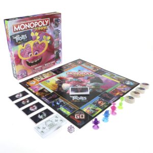 Monopoly Junior: DreamWorks Trolls World Tour Edition Board Game for Kids Ages 5 and Up