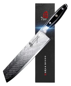 tuo kiritsuke chef knife - vegetable cleaver kitchen knife 8.5-inch high carbon stainless steel - japanese knives with g10 full tang handle - black hawk-s knives including gift box