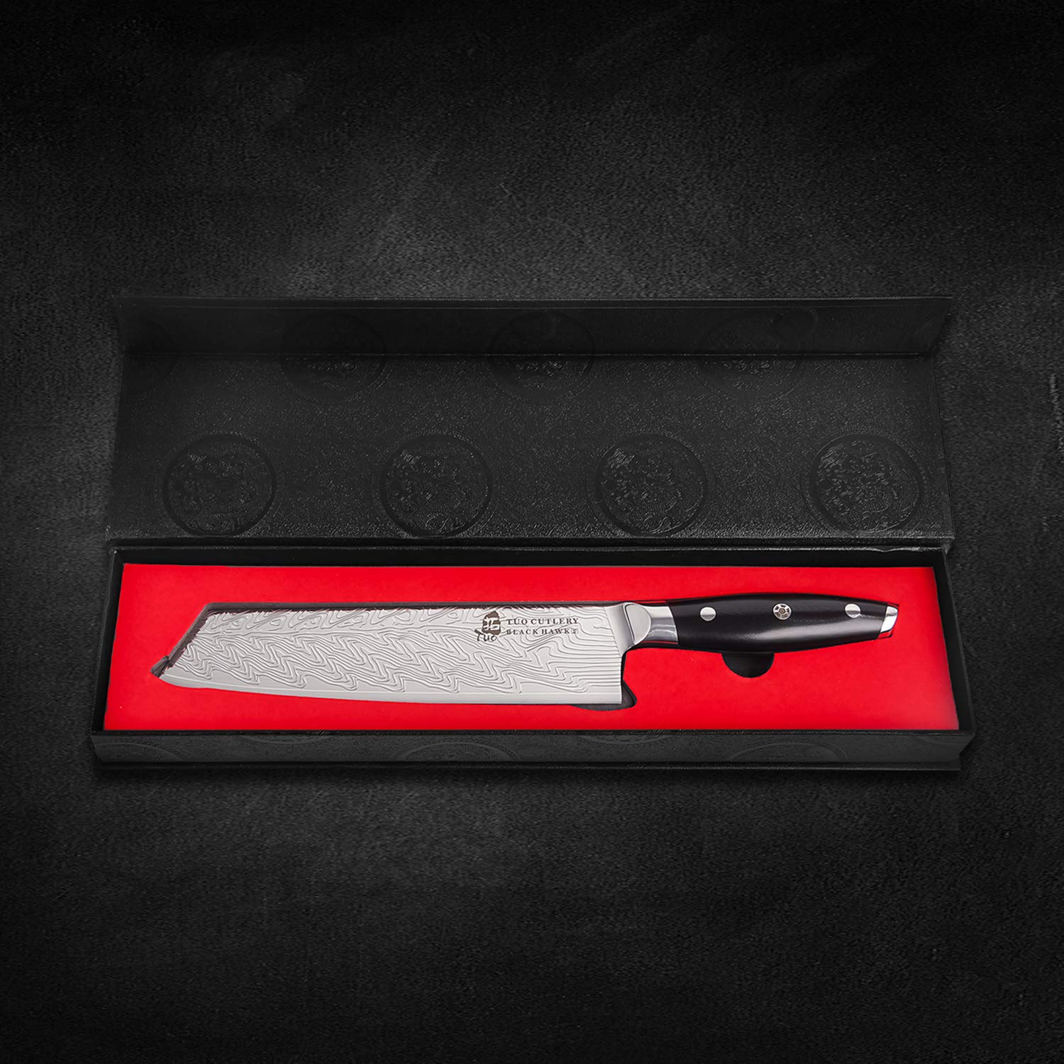 TUO Kiritsuke Chef Knife - Vegetable Cleaver Kitchen Knife 8.5-inch High Carbon Stainless Steel - Japanese Knives with G10 Full Tang Handle - Black Hawk-S Knives Including Gift Box