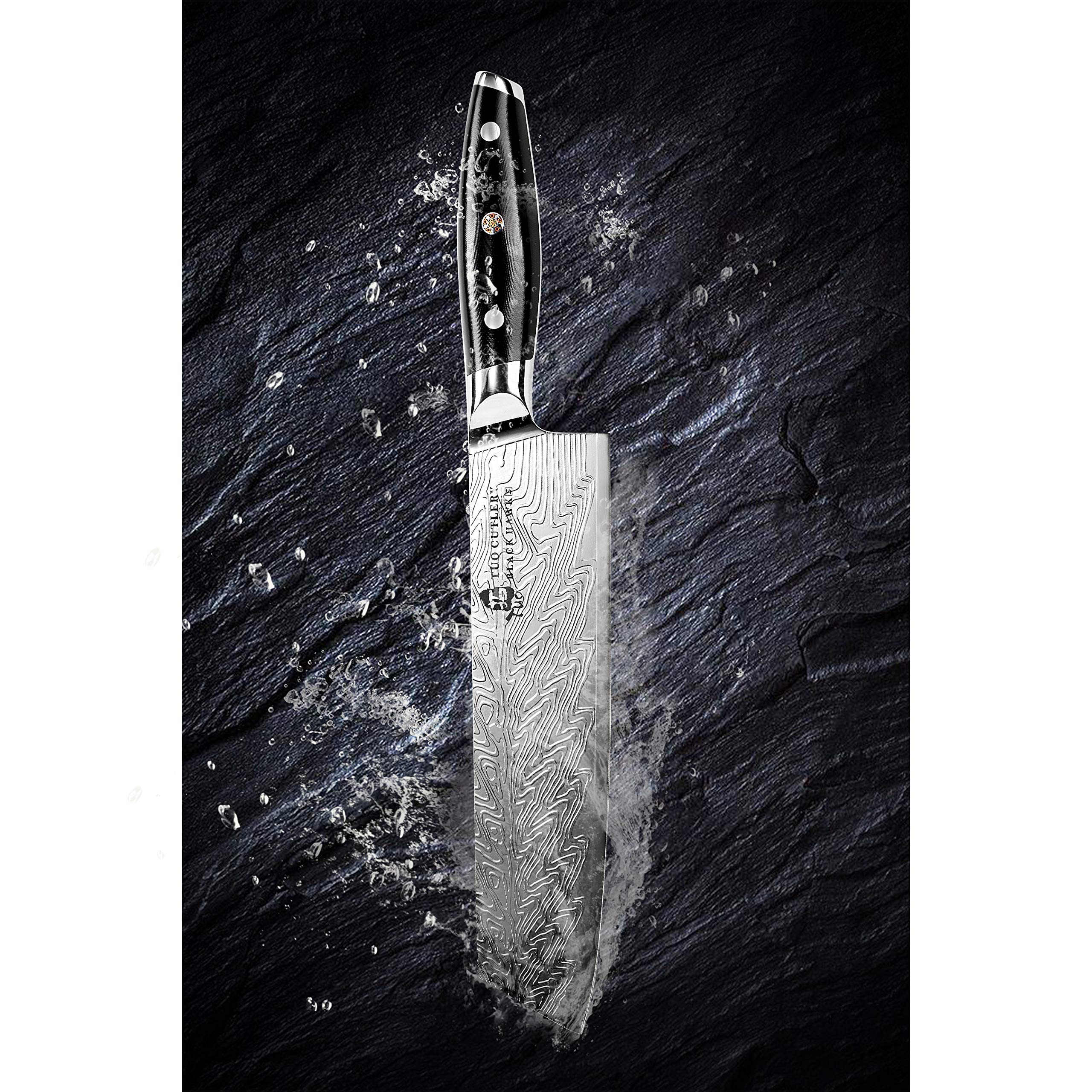 TUO Kiritsuke Chef Knife - Vegetable Cleaver Kitchen Knife 8.5-inch High Carbon Stainless Steel - Japanese Knives with G10 Full Tang Handle - Black Hawk-S Knives Including Gift Box