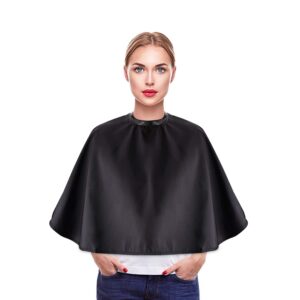 noverlife black makeup cape, chemical & water proof beauty salon shorty smock for clients, lightweight comb-out beard apron shortie makeup bib styling shampoo cape for makeup artist beautician