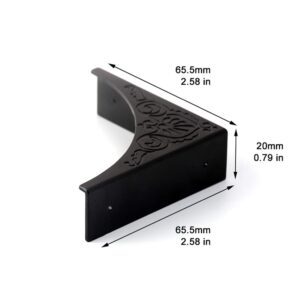 Metal Corner Protector, 4 Pcs Antique Edge Safety Guard Cabinet Furniture Corner Bumpers,Table Corner Protectors,Cover Damaged Corners on Coffee Table (Black)