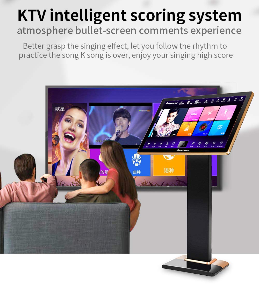 InAndon KV-V5 Pro Karaoke Player, 22'' Capacitive Touch Screen Intelligent Voice Keying Machine Online Movie Dual System Coexistence Real-time Score (KV-V5 Pro+6TB HD with 22" Touch Screen)