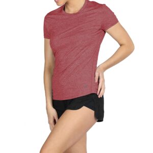 icyzone Workout Running Tshirts for Women - Fitness Athletic Yoga Tops Exercise Gym Shirts (Pack of 3) (XL, Charcoal/Burgundy/Turf Green)