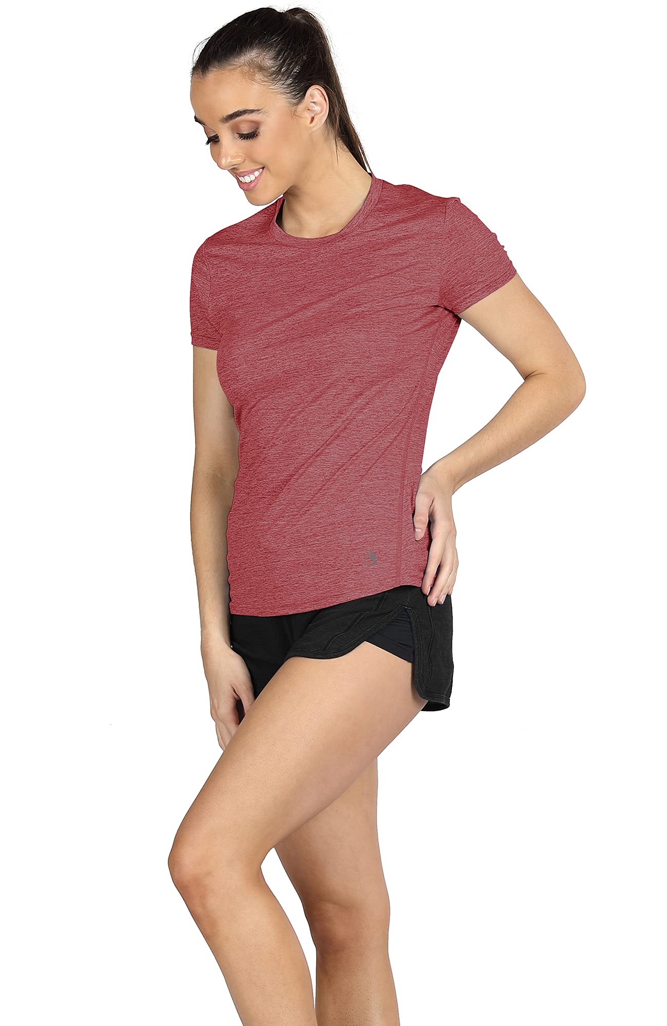 icyzone Workout Running Tshirts for Women - Fitness Athletic Yoga Tops Exercise Gym Shirts (Pack of 3) (XL, Charcoal/Burgundy/Turf Green)