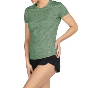 icyzone Workout Running Tshirts for Women - Fitness Athletic Yoga Tops Exercise Gym Shirts (Pack of 3) (XL, Charcoal/Burgundy/Turf Green)